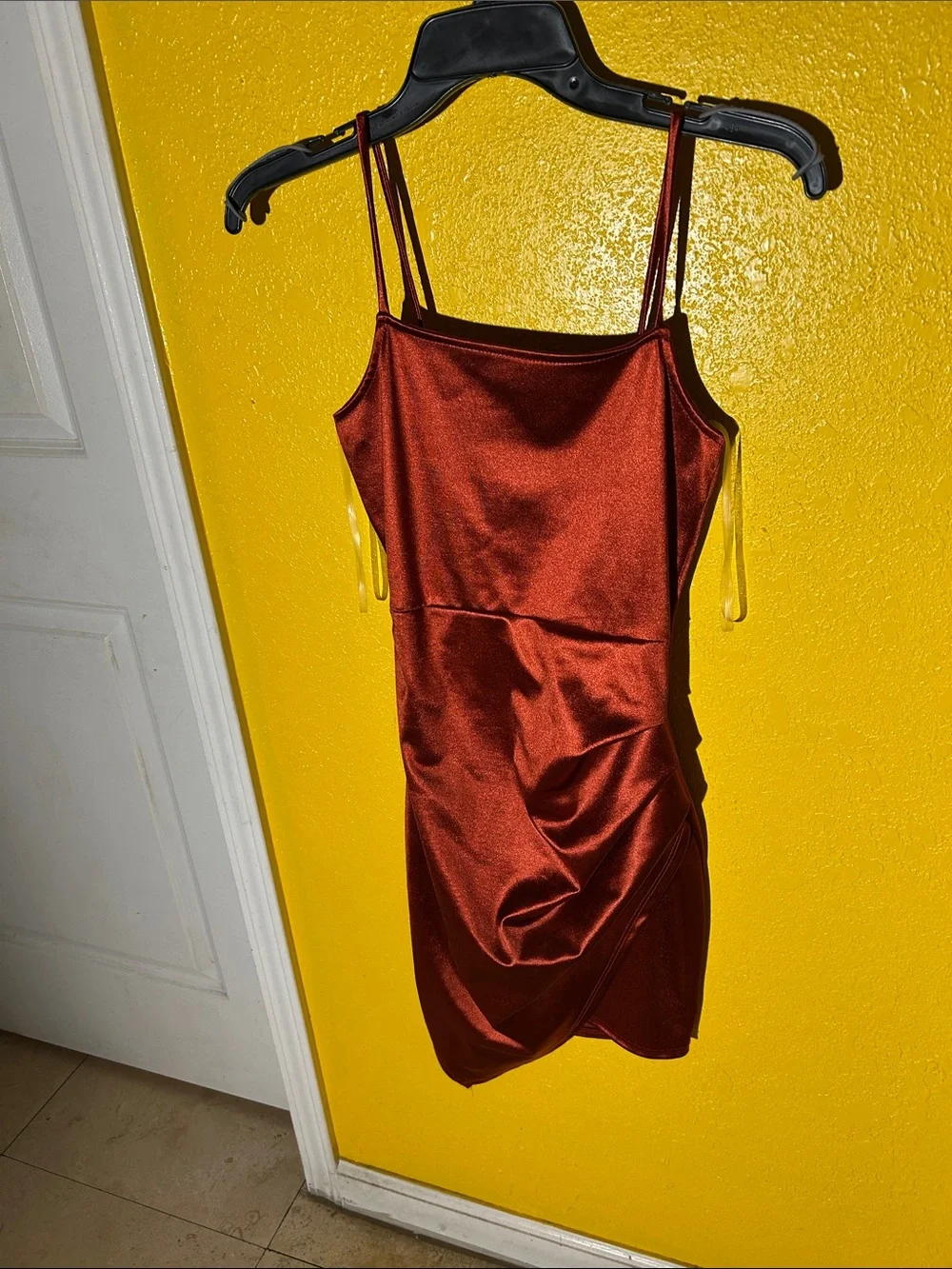 Papaya | Dresses | Papaya Rust Red Satin Spaghetti Strap Dress | Poshmark